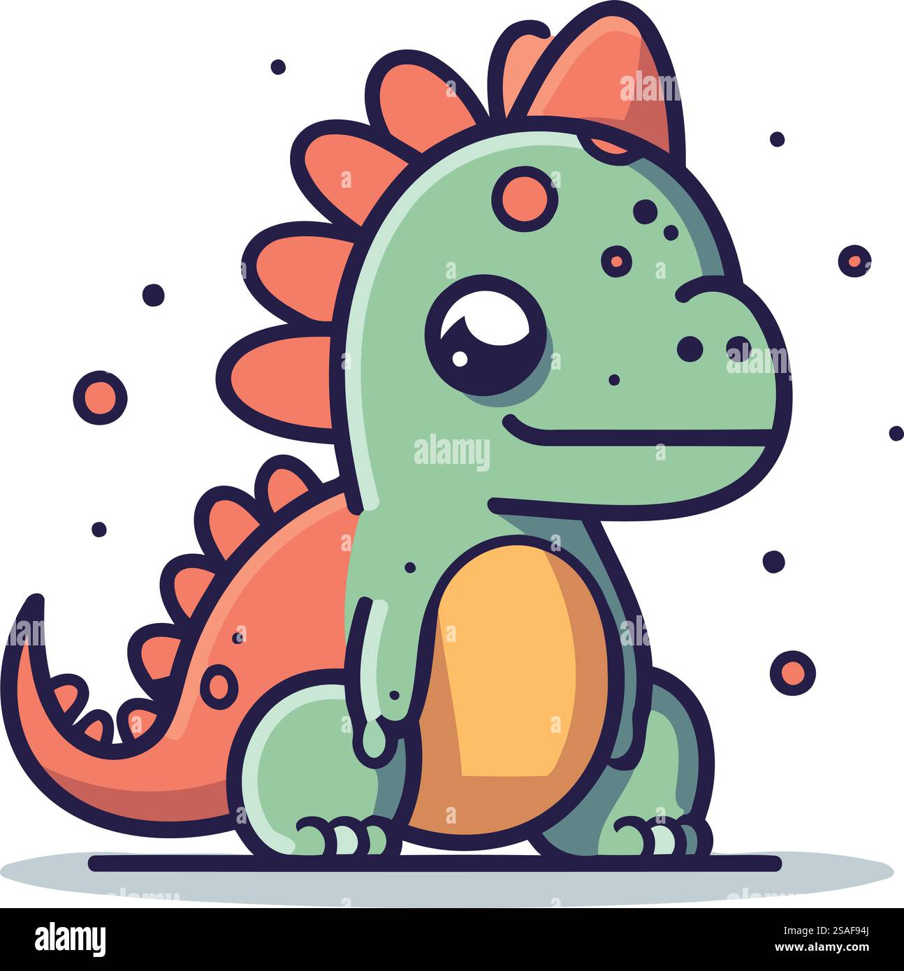 Cute cartoon dinosaur. Vector illustration in doodle style Stock Vector ...