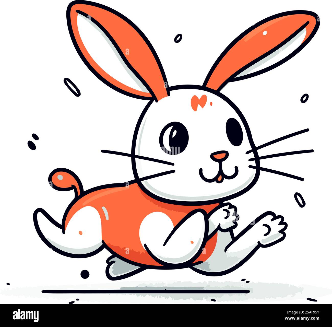 Cute cartoon rabbit running. Vector illustration isolated on white ...