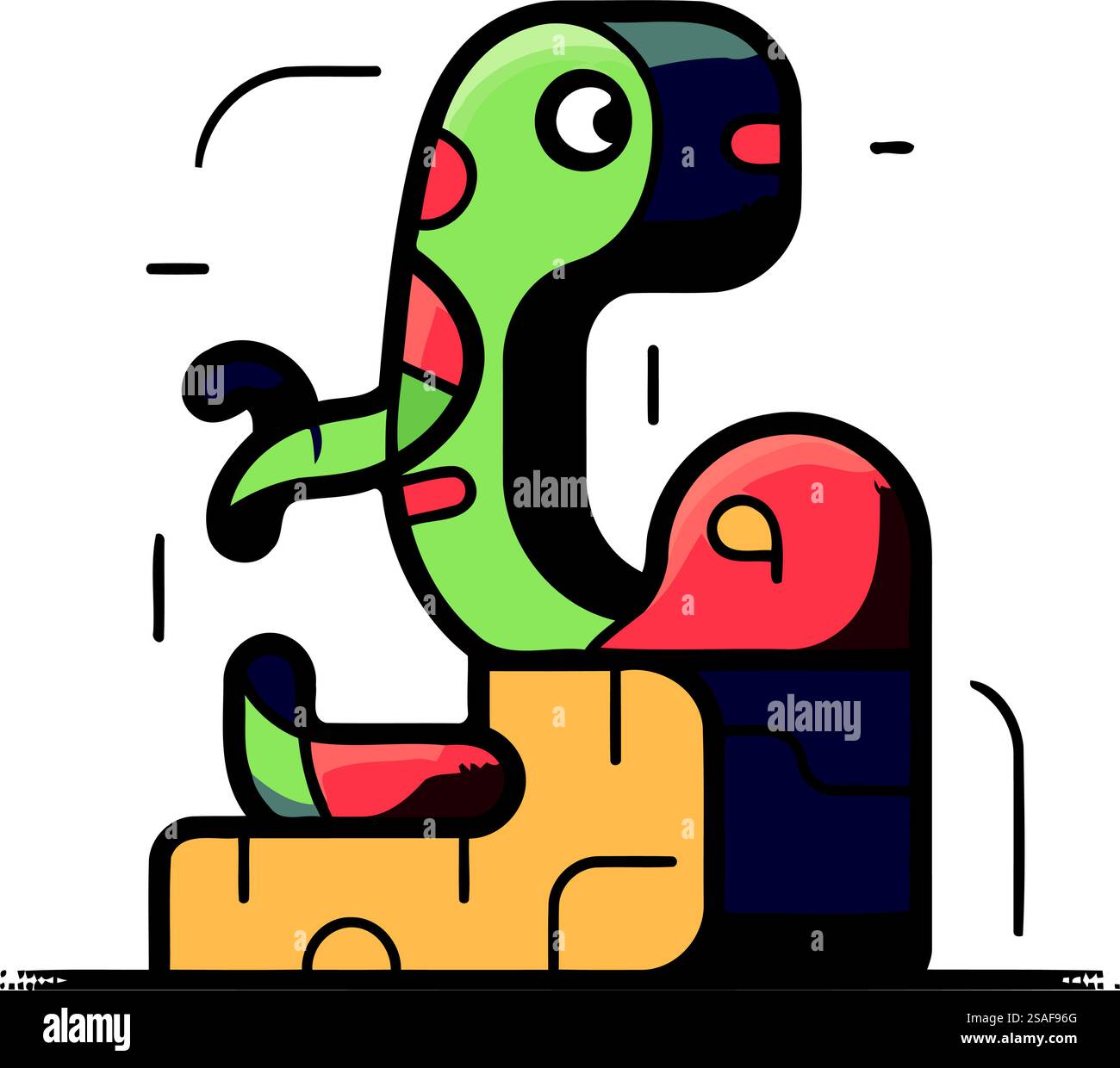 Cute cartoon snake. Colorful vector illustration in flat style Stock ...