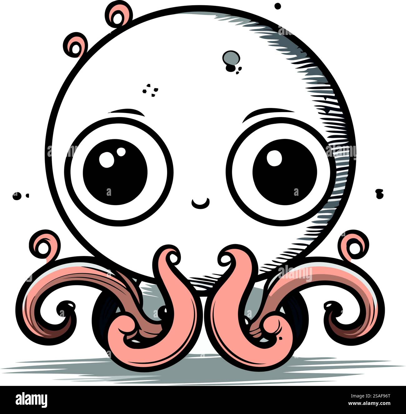 Cute cartoon octopus with eyes and mouth. Vector illustration Stock ...