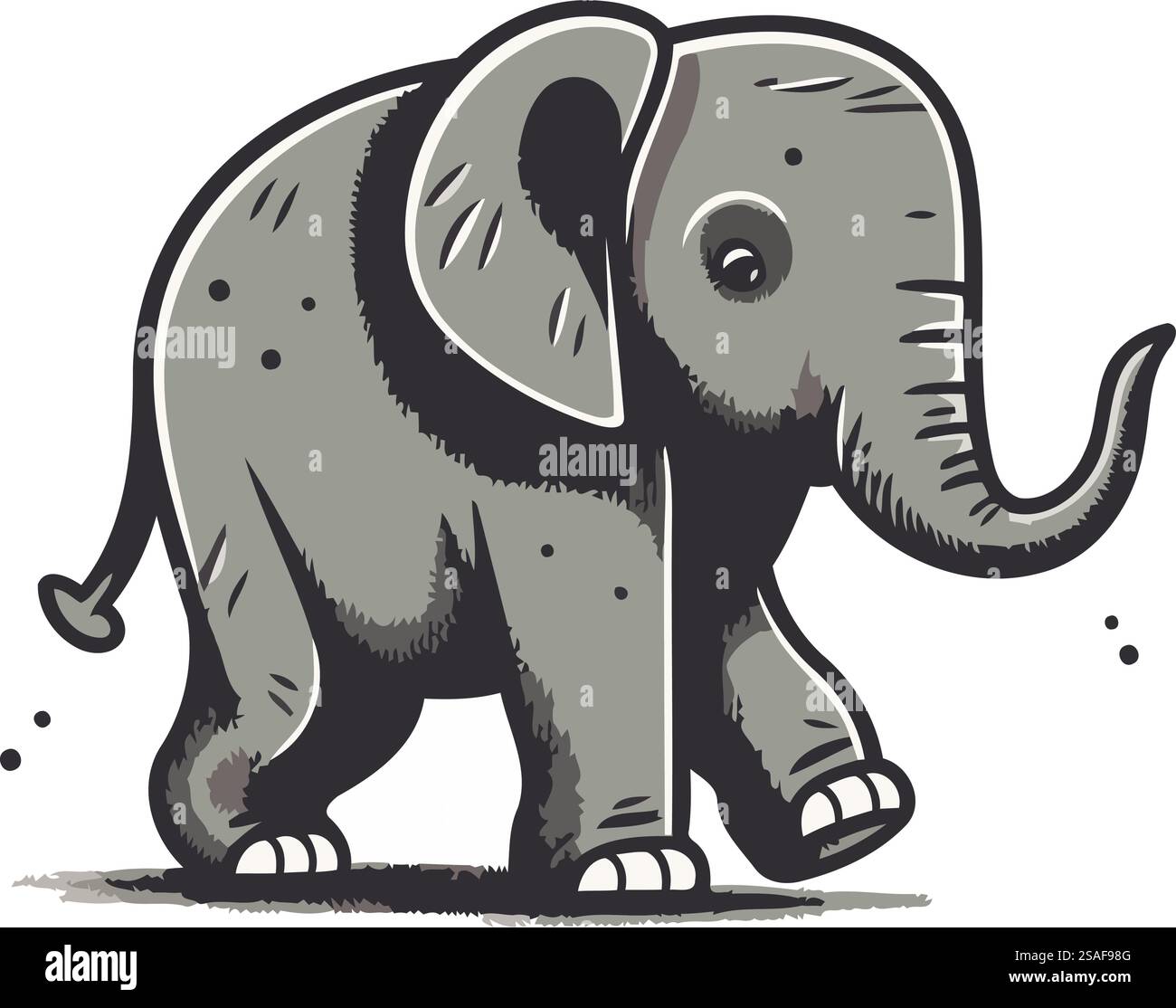 Cute cartoon elephant. Hand drawn vector illustration isolated on white ...