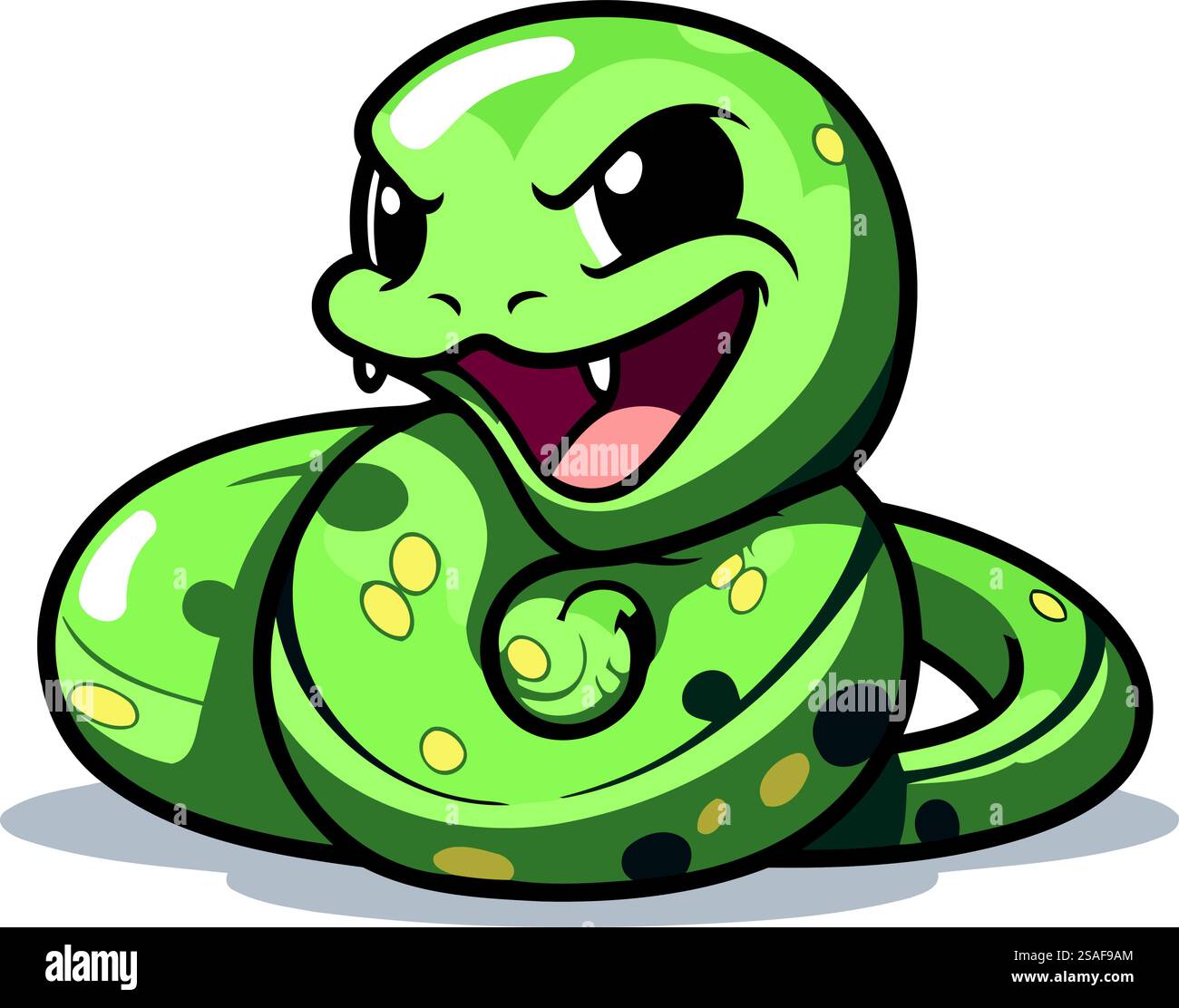 Smiling snake character cartoon style vector illustration isolated on ...