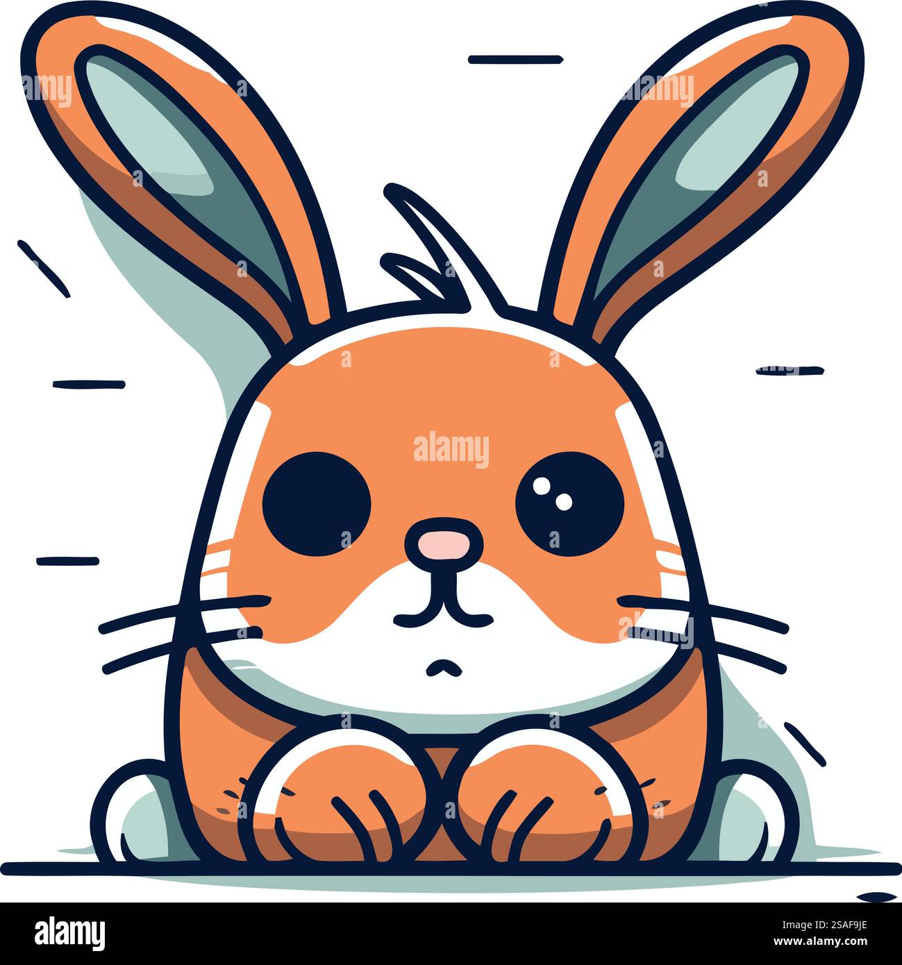 Cute cartoon bunny. Vector illustration of a little rabbit sitting ...