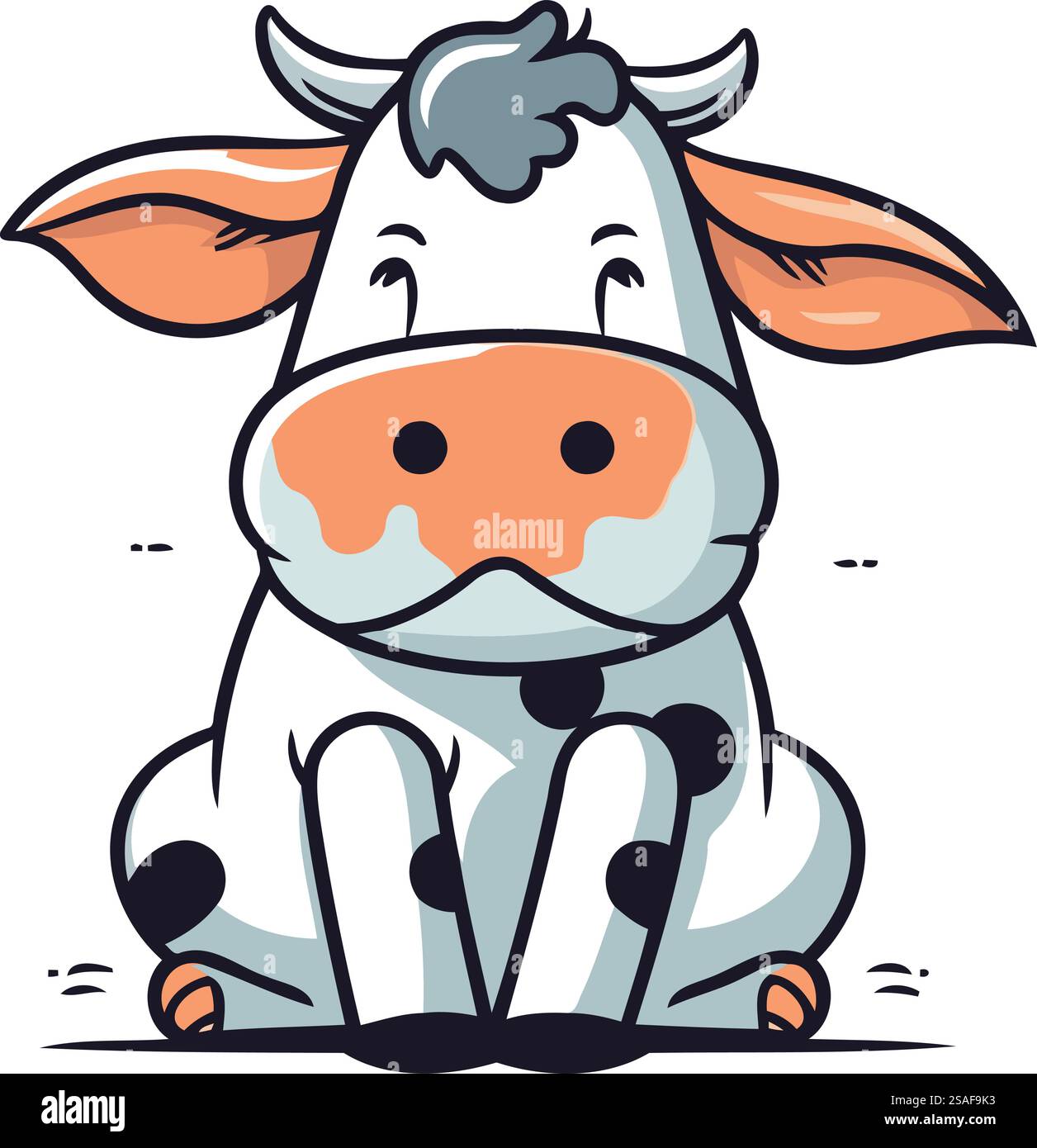 Cute cartoon cow. Vector illustration. Isolated on white background ...