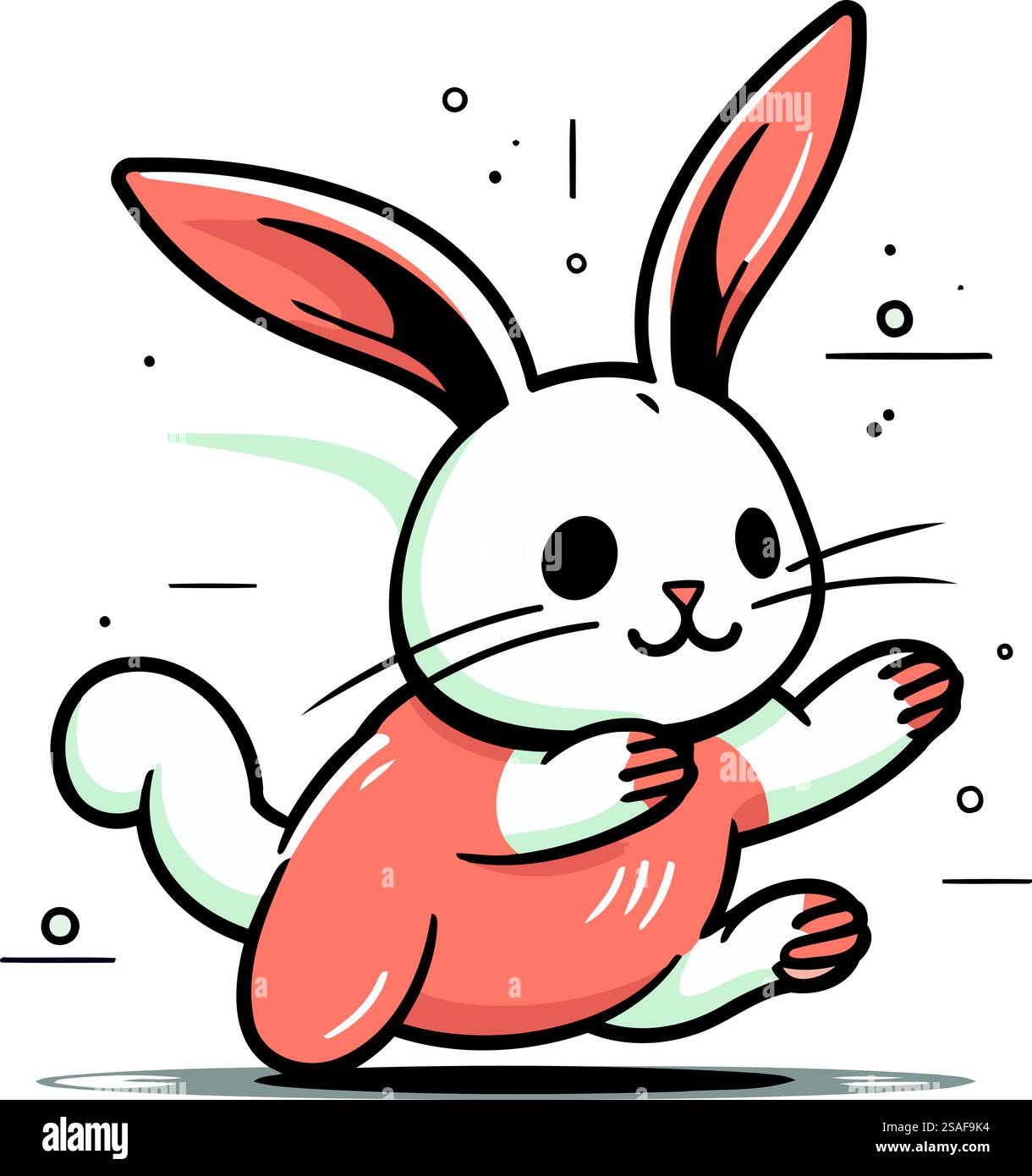Cute cartoon bunny running. Vector illustration isolated on white ...