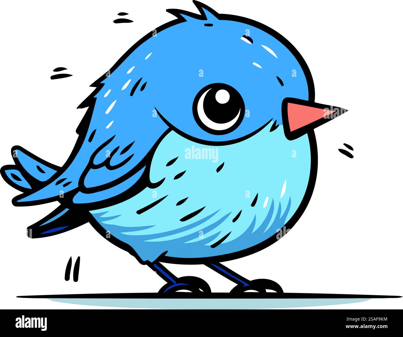 Cute cartoon blue bird. Vector illustration isolated on white ...
