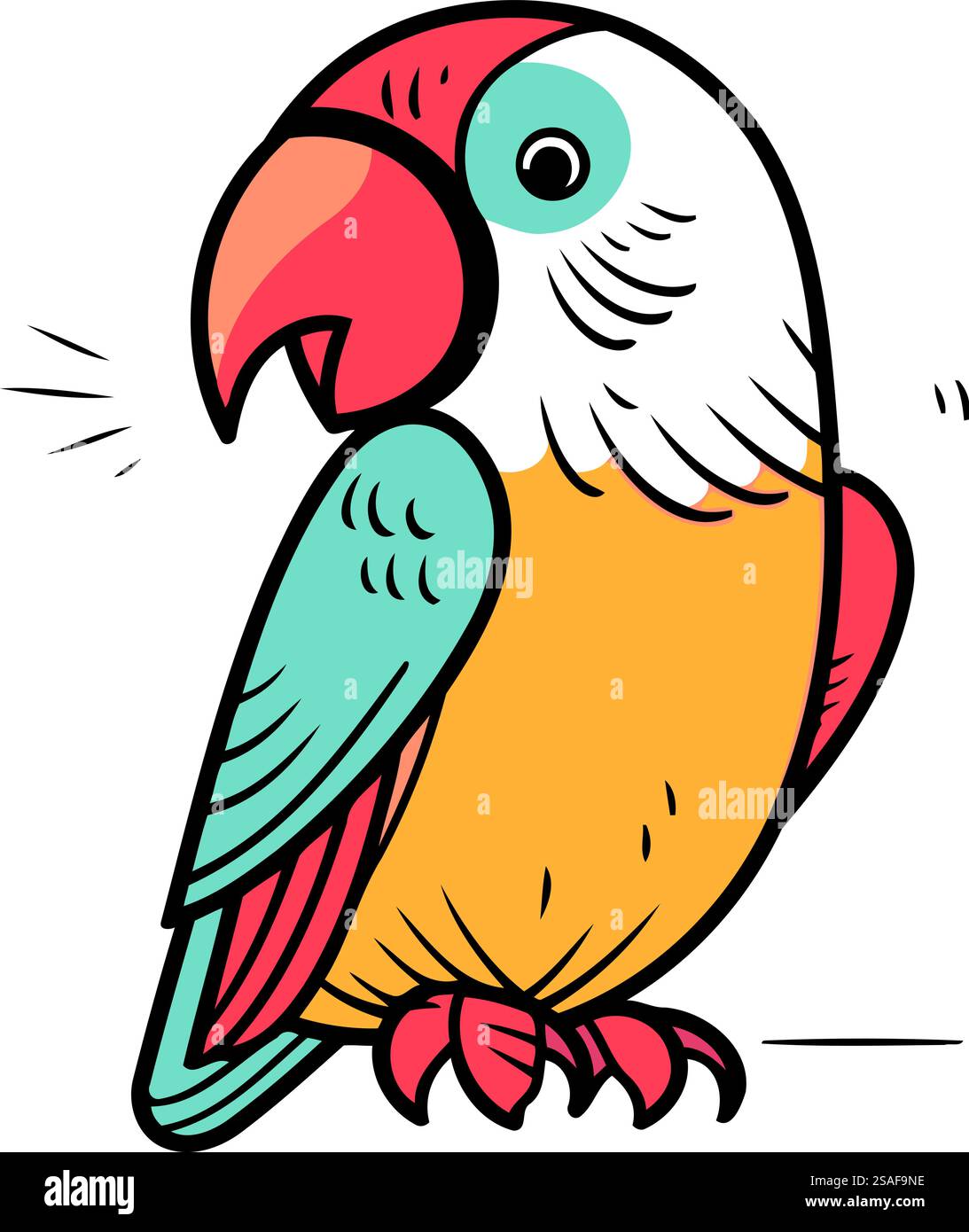 Parrot. Hand drawn vector illustration in doodle style Stock Vector ...