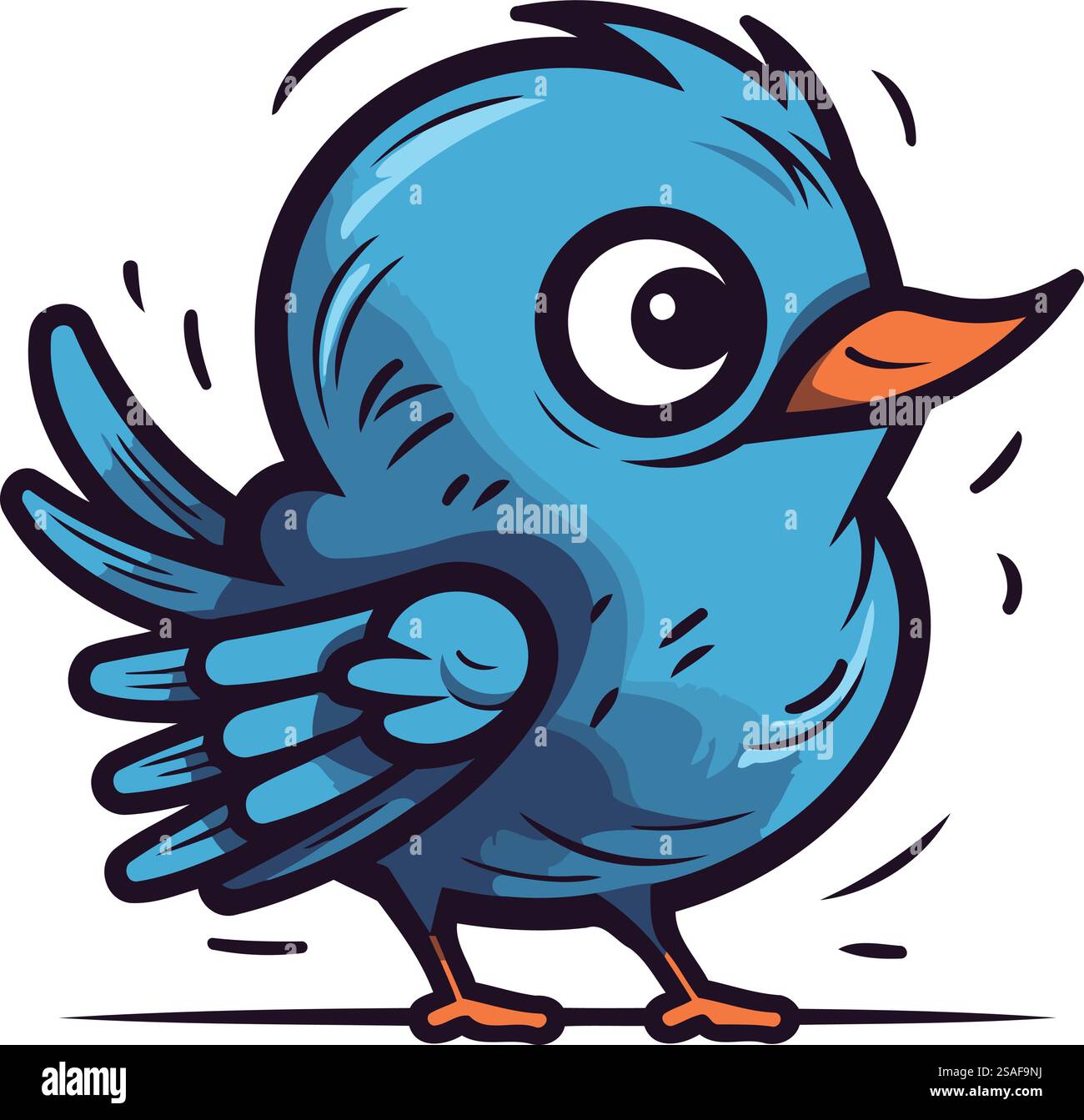 Cute blue bird cartoon isolated on white background. Vector ...