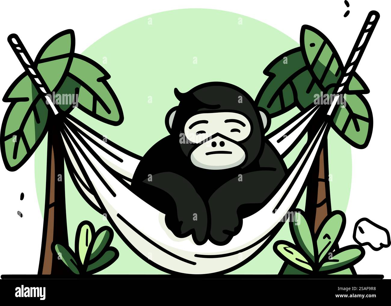 Monkey in a hammock. Vector illustration. Flat design Stock Vector ...