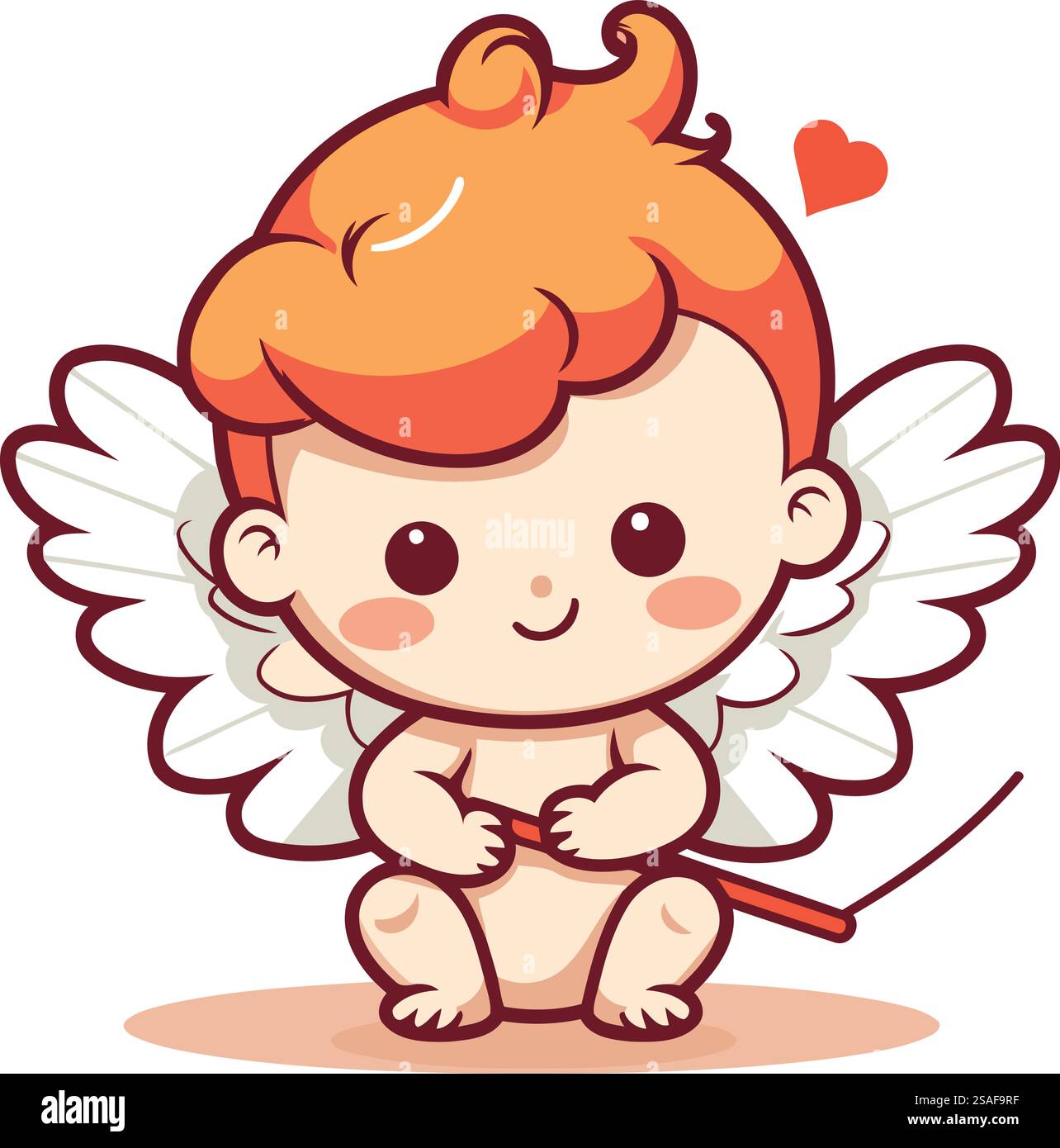 Cupid with wings and bow. Cute cartoon vector illustration Stock Vector ...