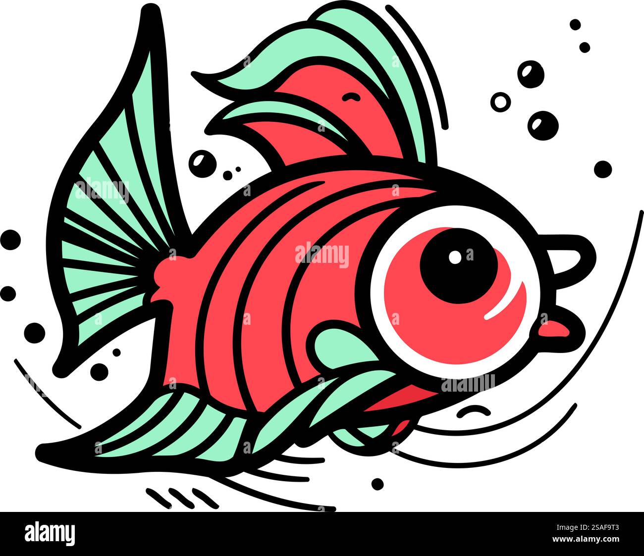 Cartoon fish. Hand drawn vector illustration in doodle style Stock ...