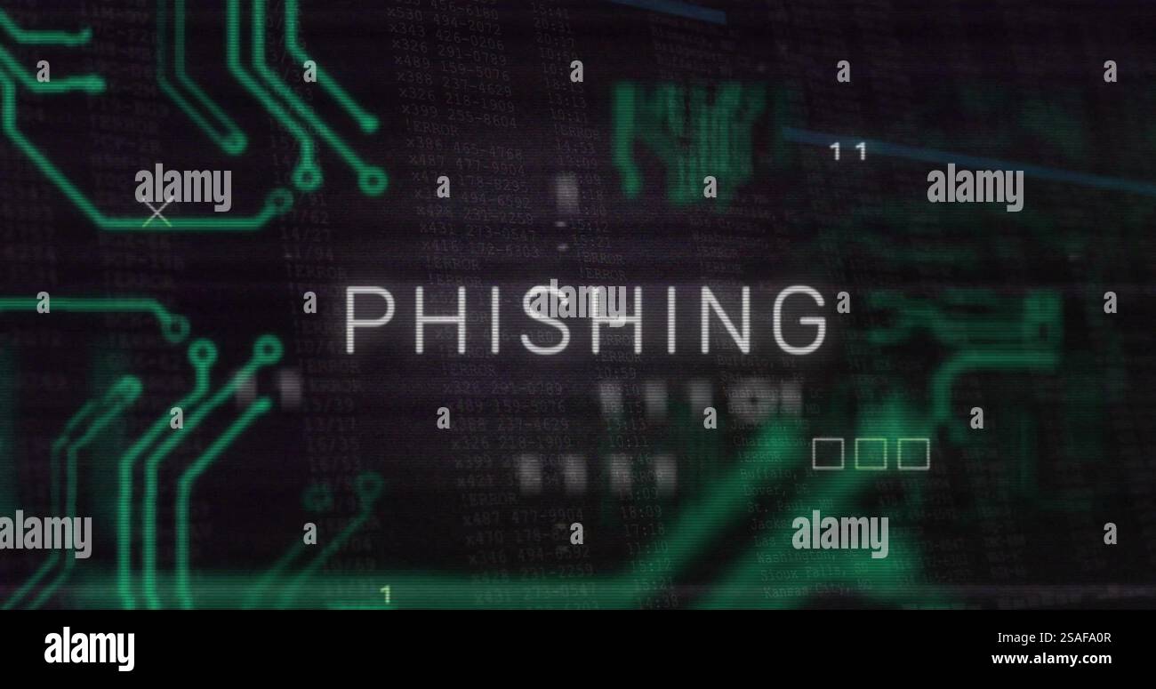 Image of phishing text over data processing Stock Photo - Alamy