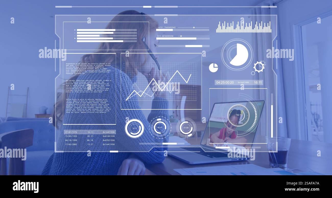 Image of data processing over diverse female teacher and schoolgirl ...