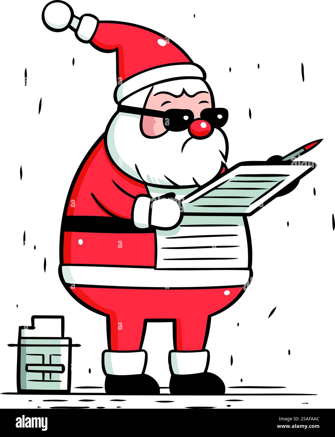 Cartoon Santa Claus reading a letter. Vector illustration of Santa Claus Stock Vector Image ...