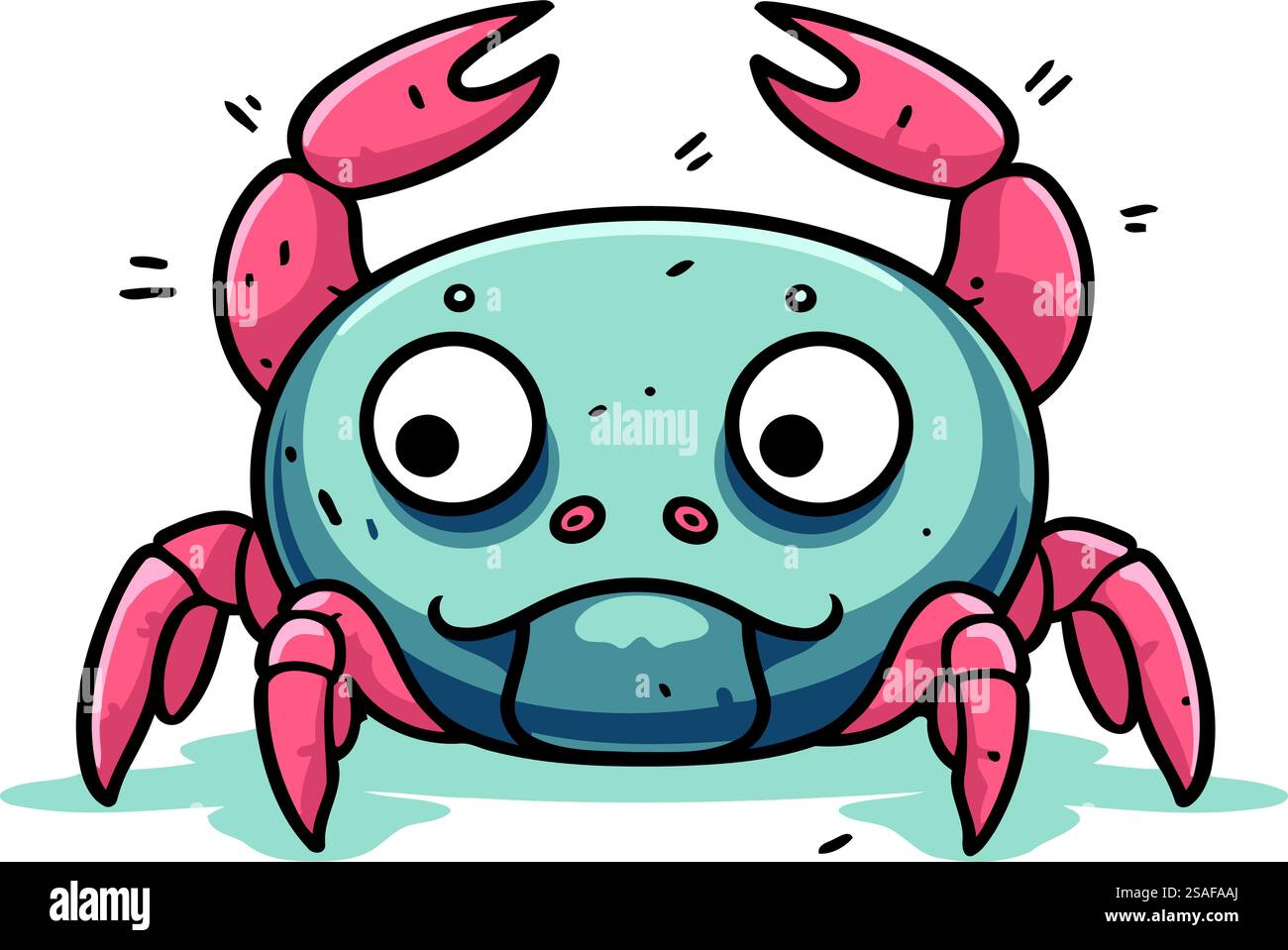 Cute cartoon blue crab character. Vector illustration isolated on white ...