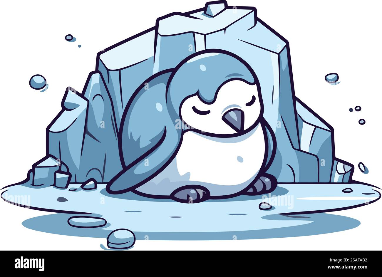 Cute penguin on ice floe. cartoon vector illustration Stock Vector ...
