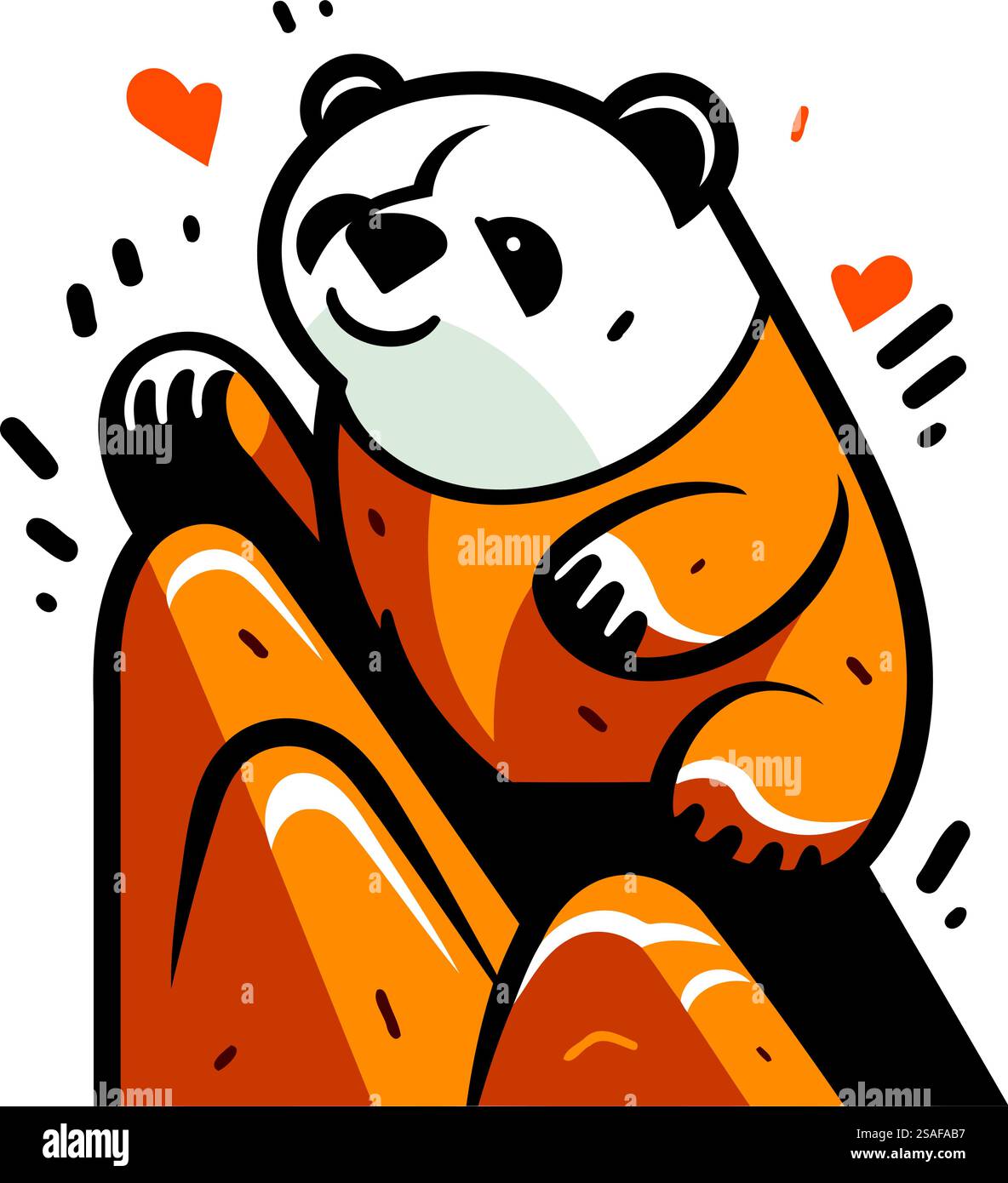Cute cartoon panda sitting on a rock. Vector illustration Stock Vector ...
