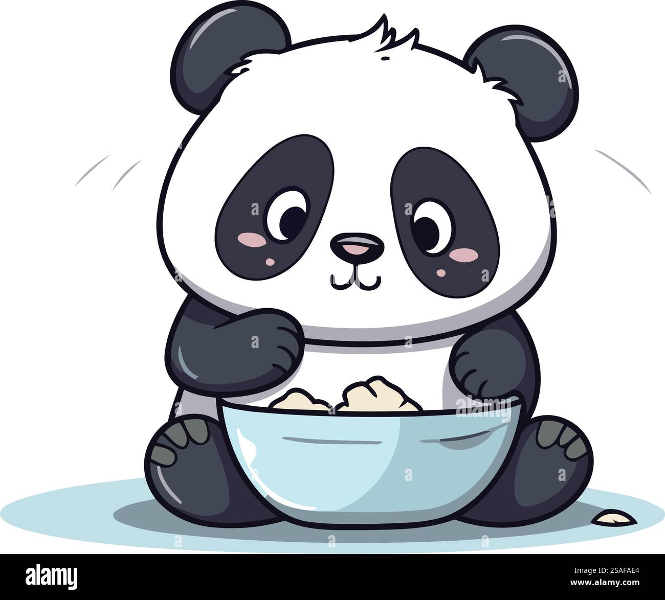 Cute Panda Eating A Bowl Of Cute Cartoon Vector Illustration Stock ...