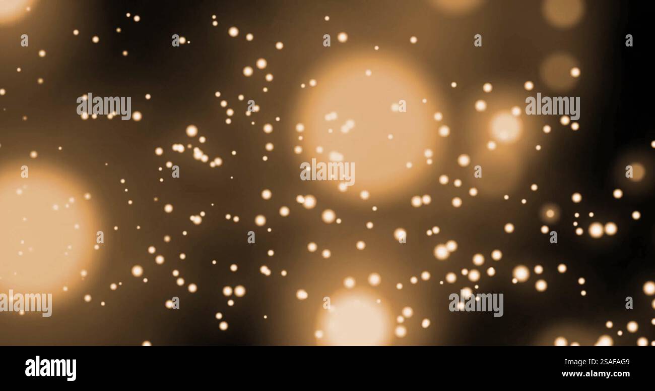 Image of glowing light spots over dark background. Light, colour and ...