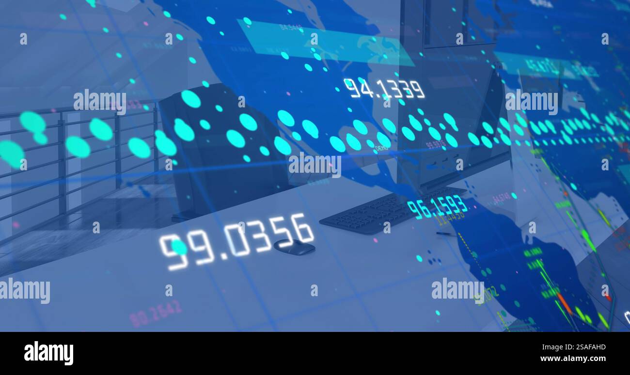 Image of digital data processing over desk in office Stock Photo - Alamy