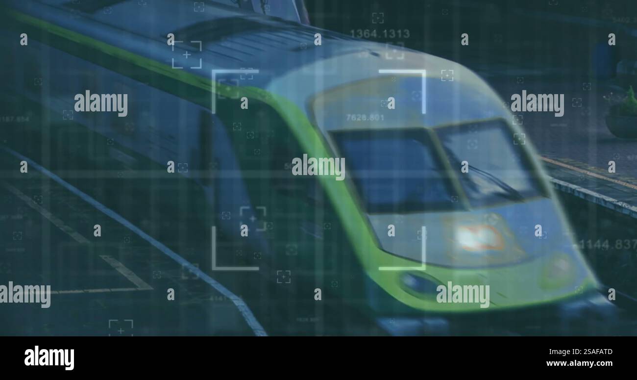 Image of data processing and scope scanning over train station Stock ...