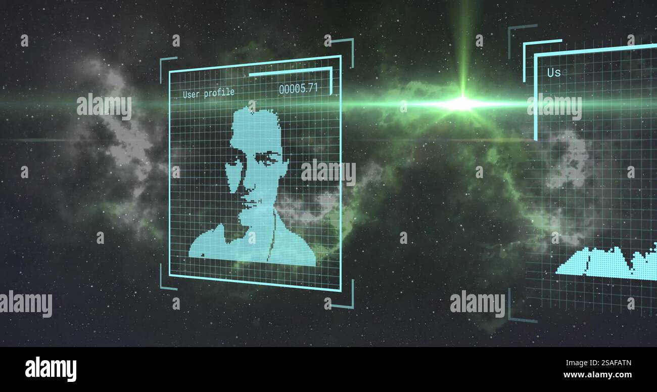 Image of data processing and people icons over space Stock Photo - Alamy