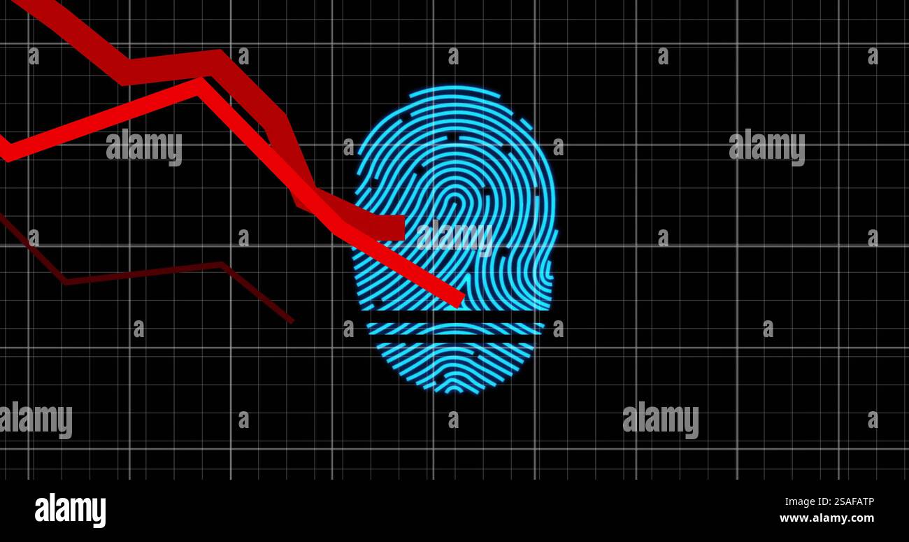 Image of red lines over biometric fingerprint Stock Photo - Alamy