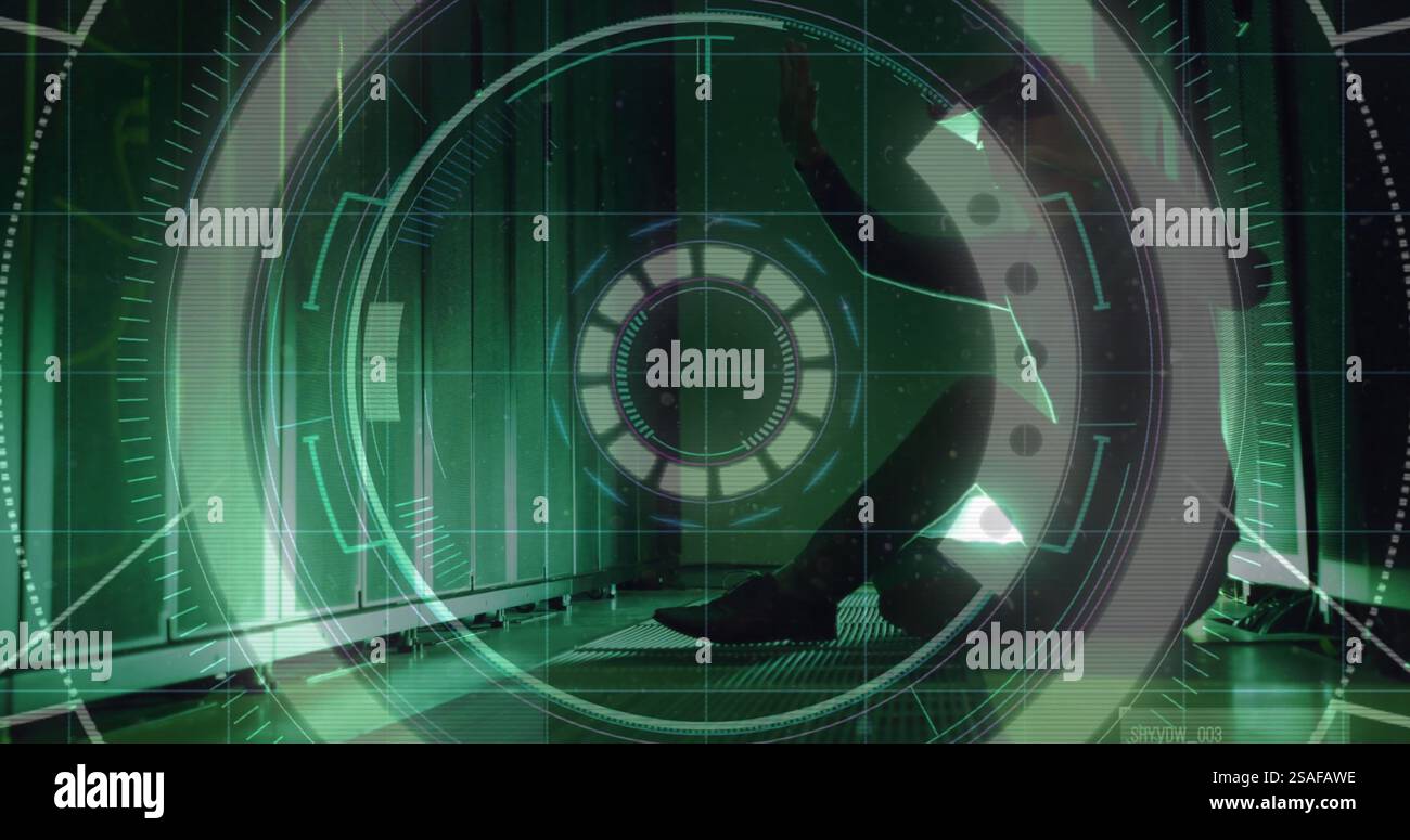 Image of digital data processing with connections over computer servers ...