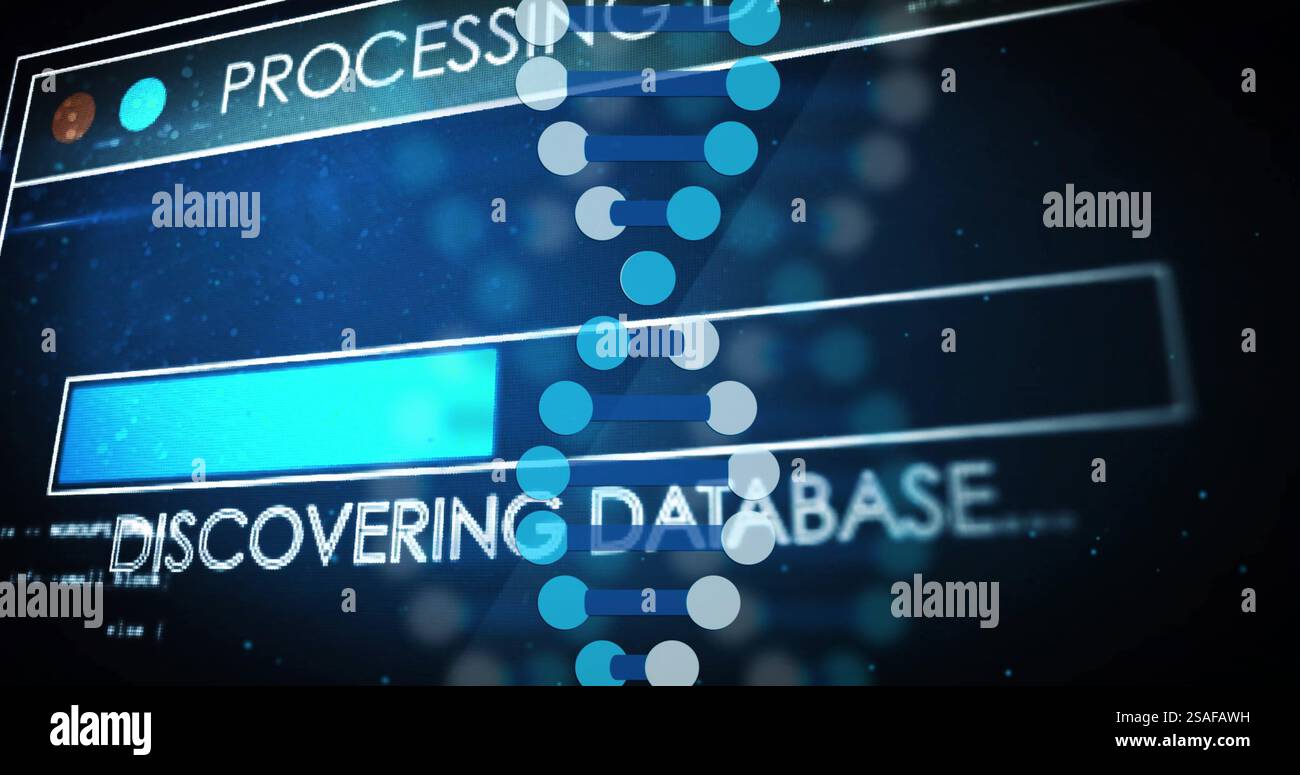 Image of dna strand over data processing Stock Photo - Alamy