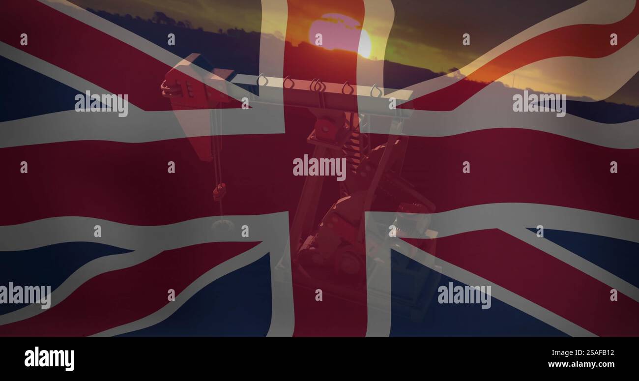 Image of flag of usa over oil pump. Flags, business, technology and ...