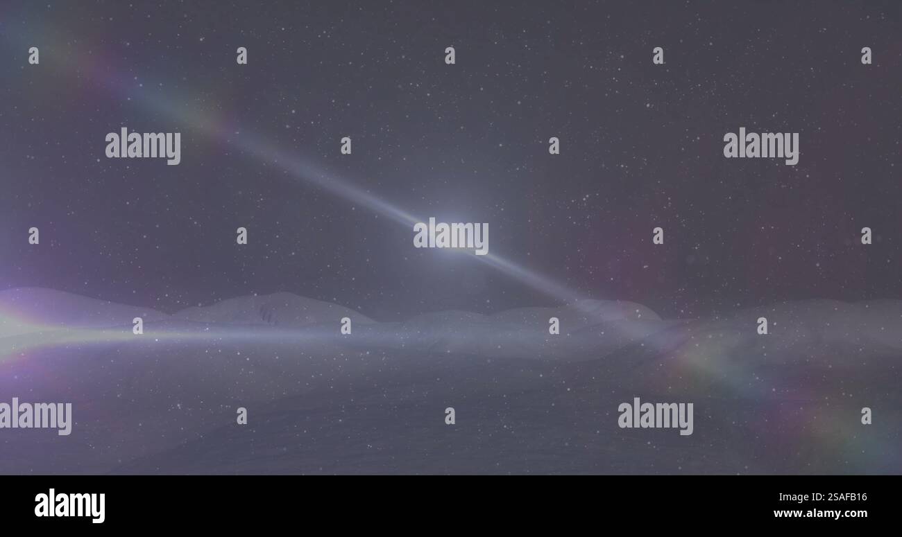 Image of light spots over stars. Technology, colours and digital ...