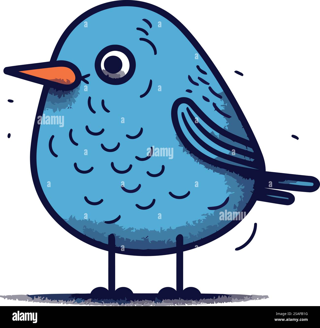 Cute cartoon blue bird on a white background. Vector illustration Stock ...
