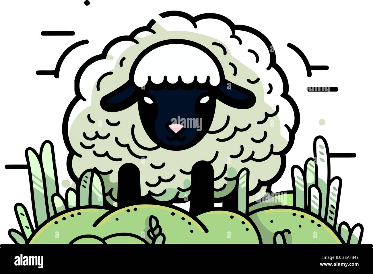 Happy sheep in the grass Stock Vector Images - Alamy