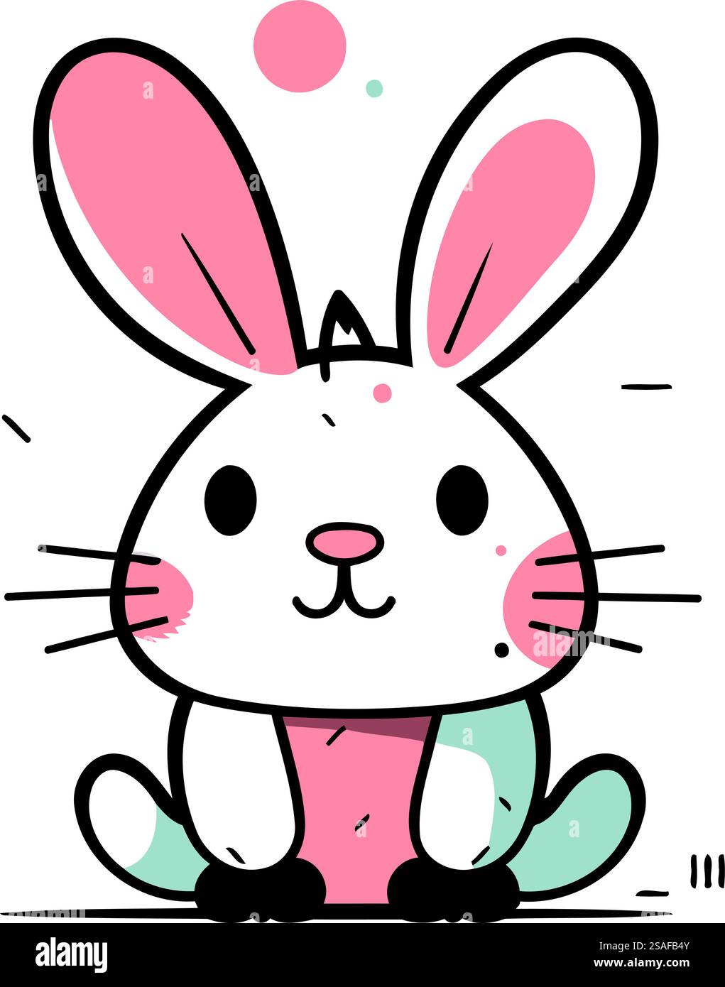 Cute cartoon rabbit character. Vector illustration in line art style ...