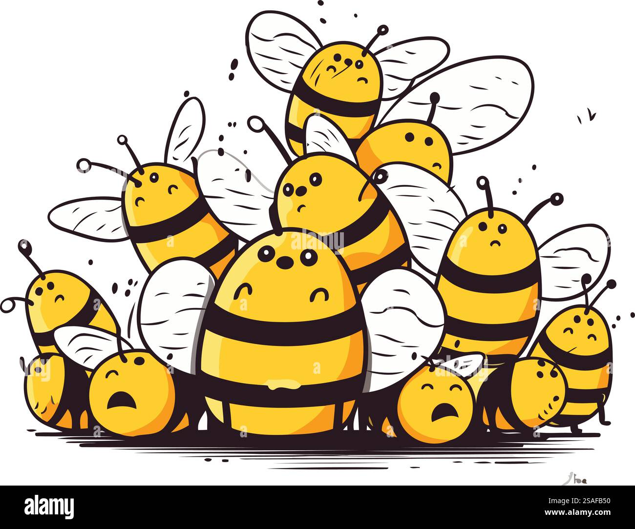 cartoon bees on a white background. Vector illustration of bees Stock ...