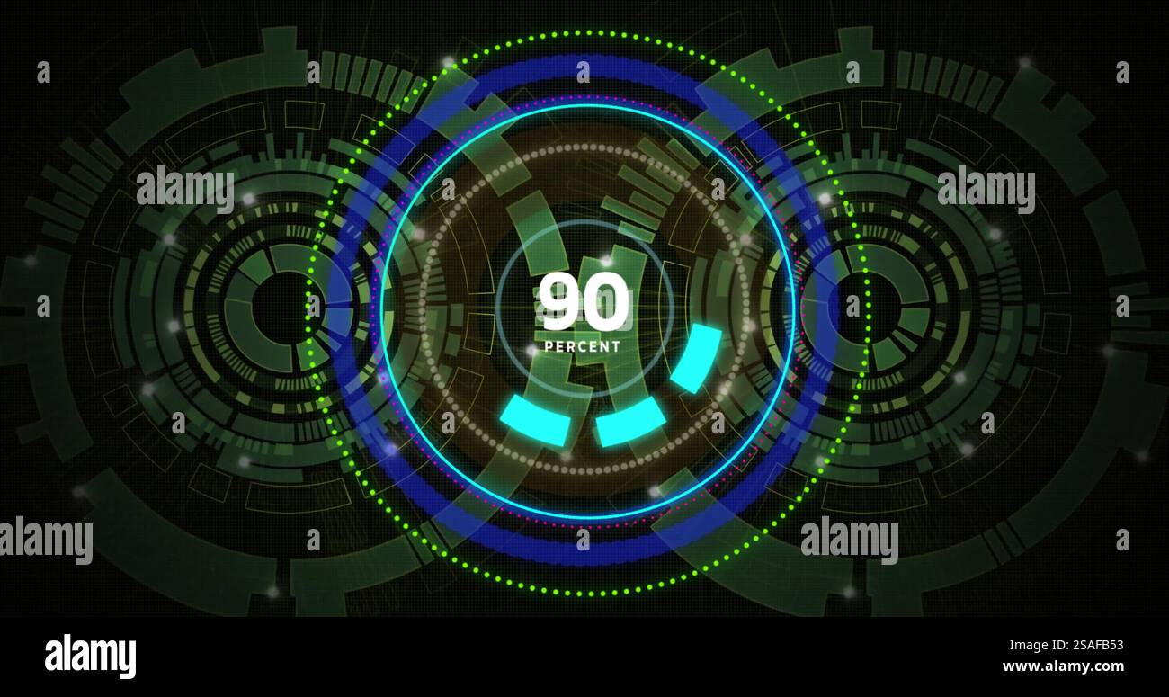 Image of loading circle over scopes scanning. Business, technology and ...