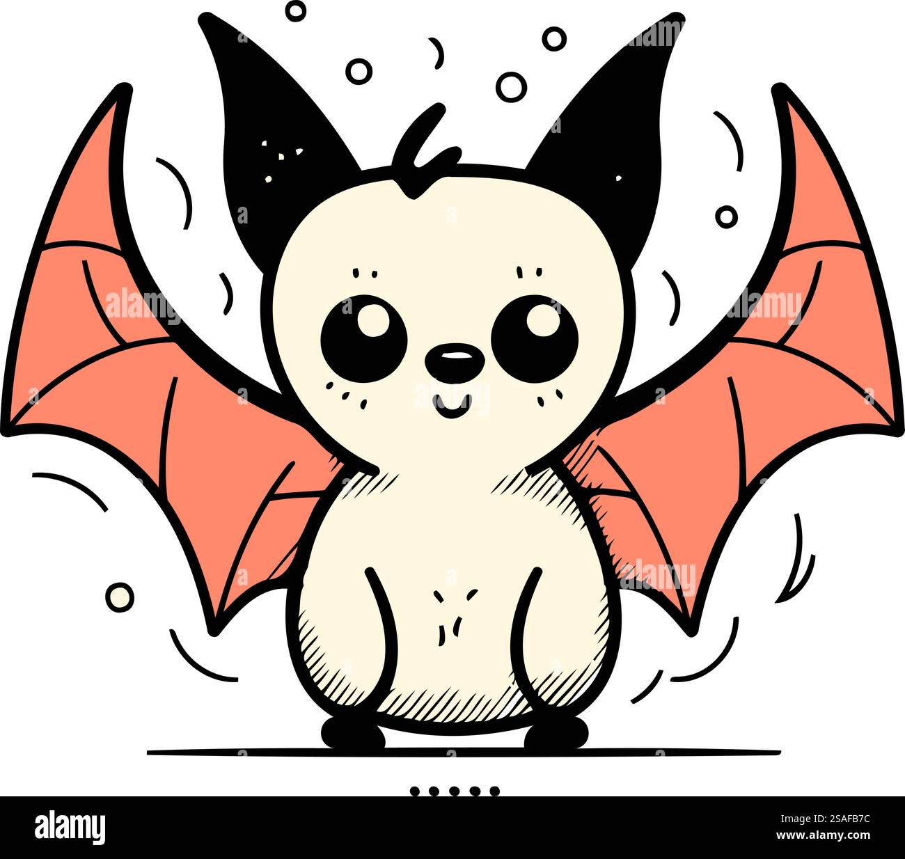 Cute cartoon bat. Vector illustration in doodle style Stock Vector ...