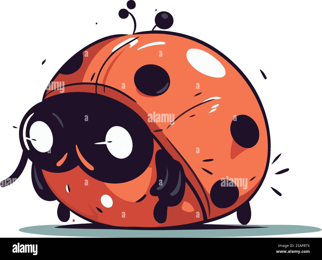 Cartoon ladybug isolated on white background. Cute vector illustration ...