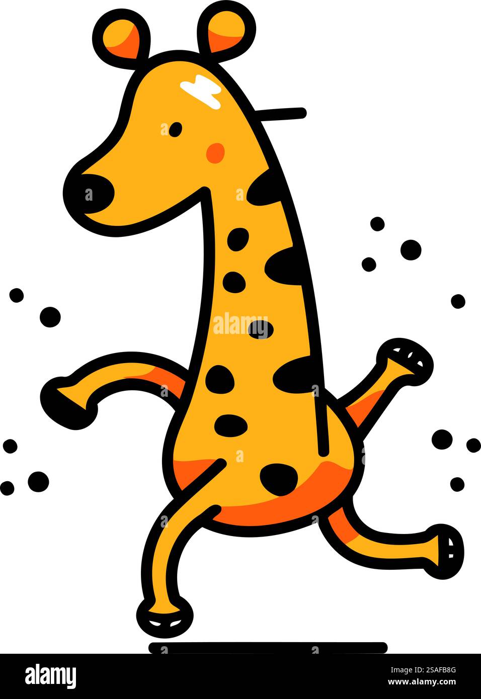 Cute cartoon giraffe running. Vector illustration of animal character ...