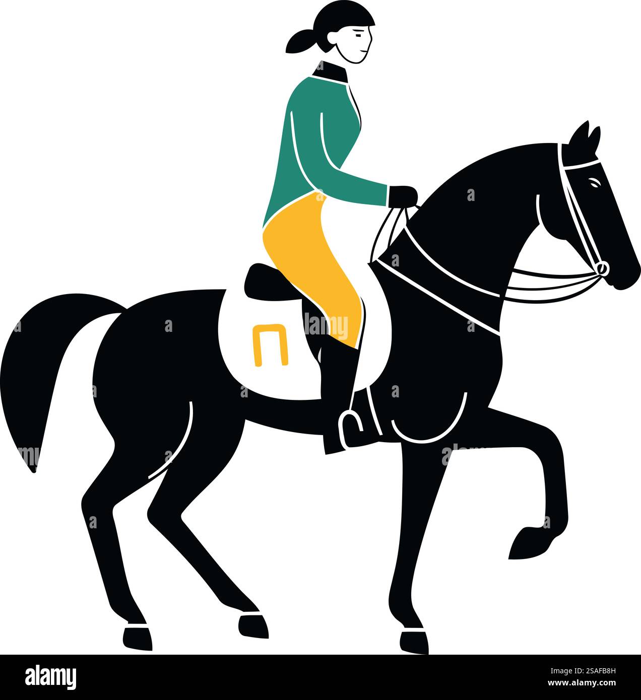 Horse riding. jockey on horseback. vector illustration Stock Vector ...