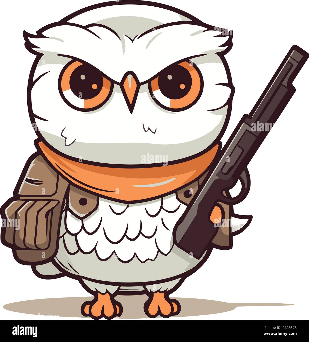 Owl with a gun on a white background. Vector illustration Stock Vector ...