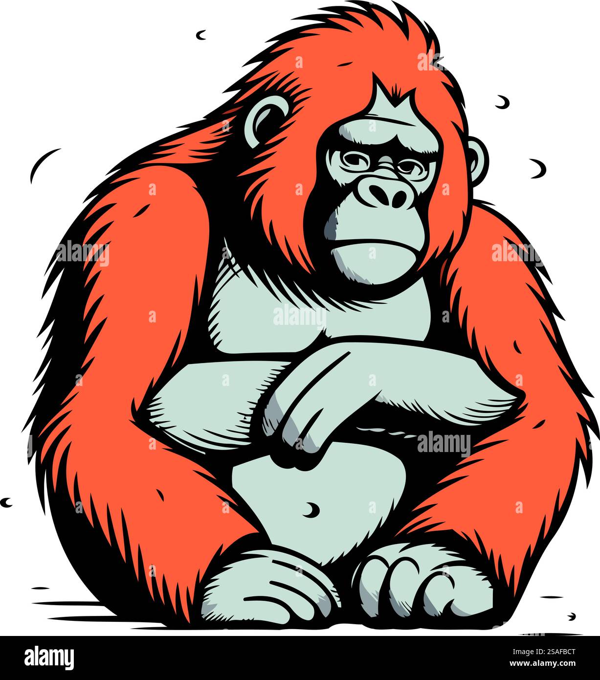 Orangutan cartoon mascot isolated on white background. Vector ...