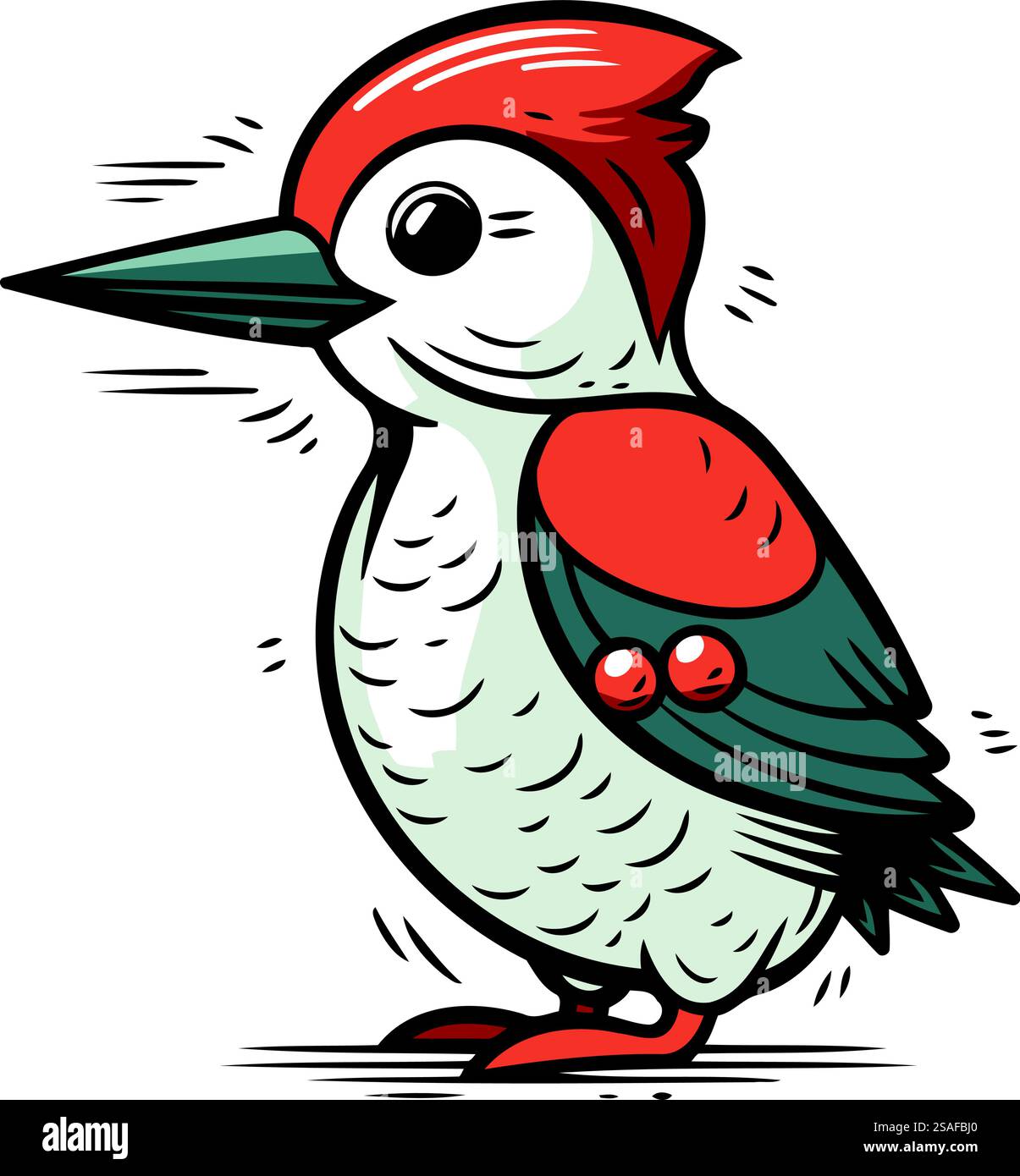 Cute cartoon woodpecker. Vector illustration of a bird Stock Vector ...
