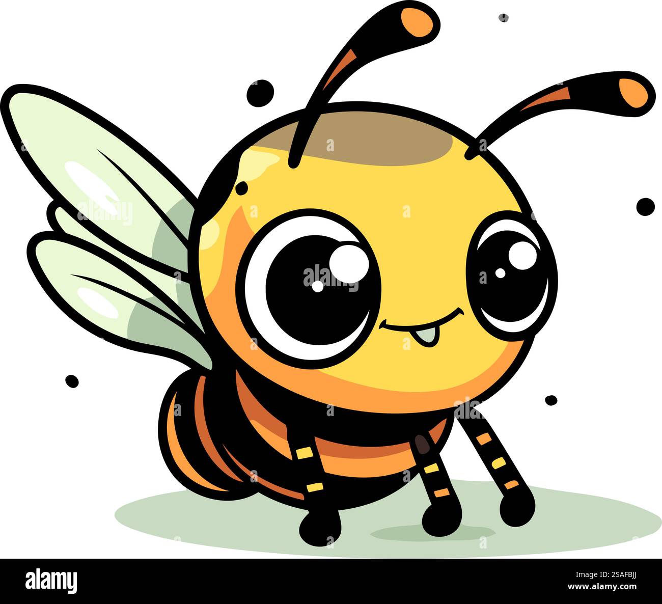 Cute cartoon bee. Vector illustration. Isolated on white background ...