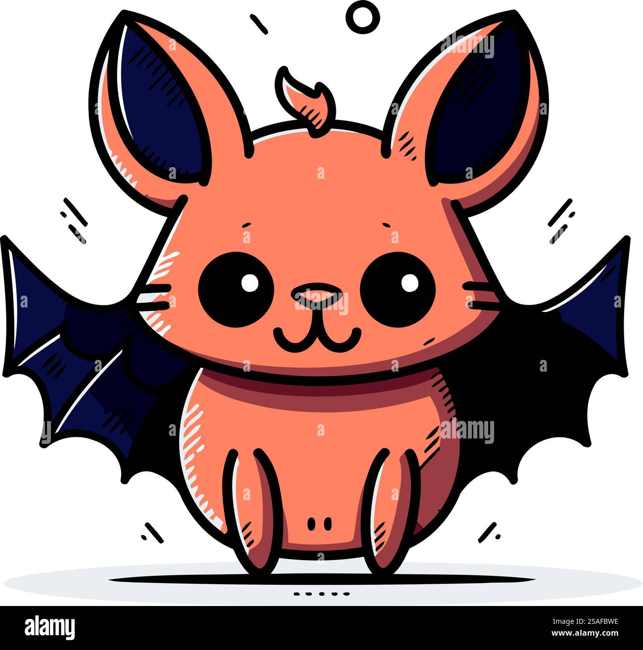 Cute cartoon bat. Vector illustration in doodle style Stock Vector ...