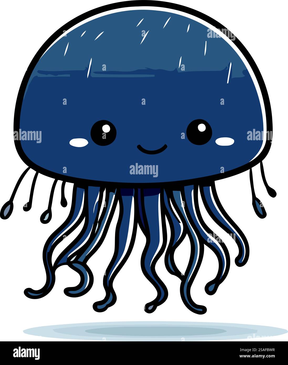 Cute jellyfish character. Kawaii animal. Vector illustration Stock ...