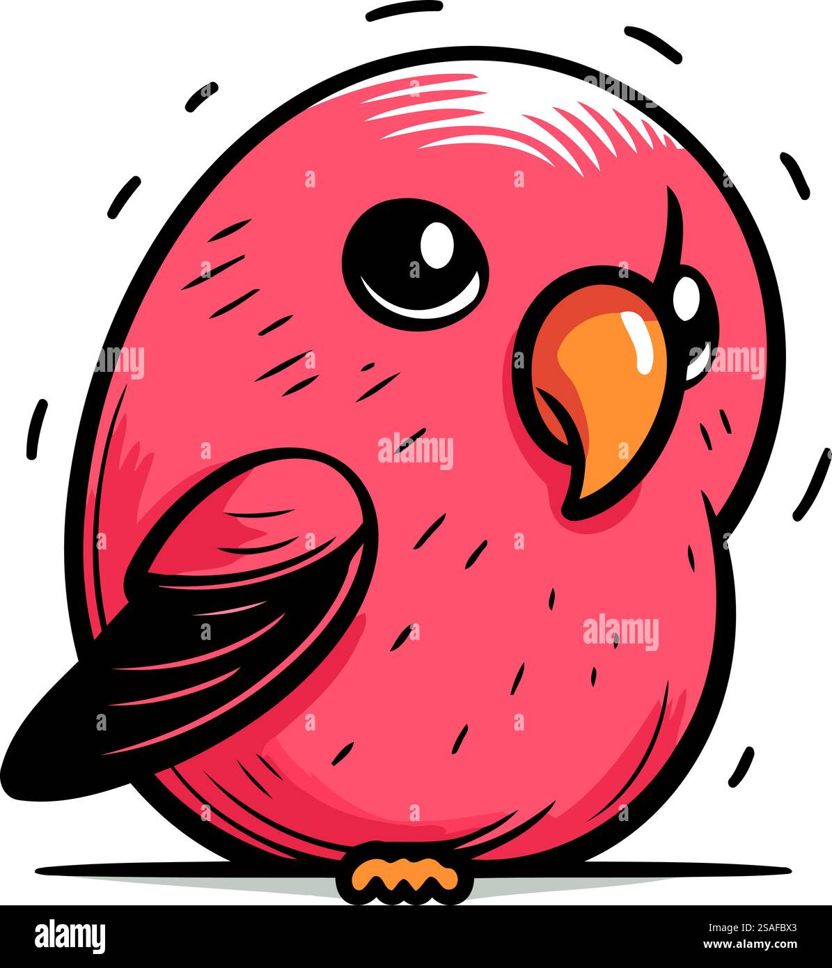 Vector illustration of cute cartoon red bird. Isolated on white ...
