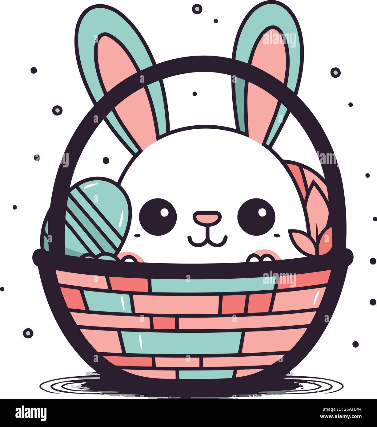 Easter bunny in a basket. Vector illustration for your design Stock ...