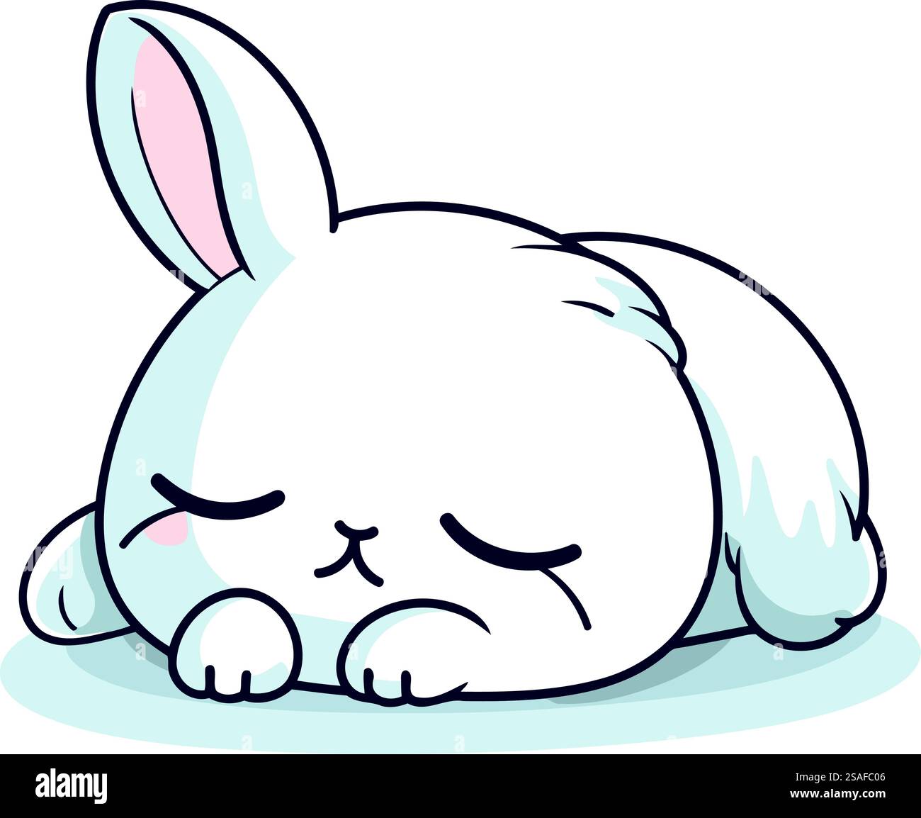 Illustration of a Cute White Rabbit Sleeping on a White Background ...