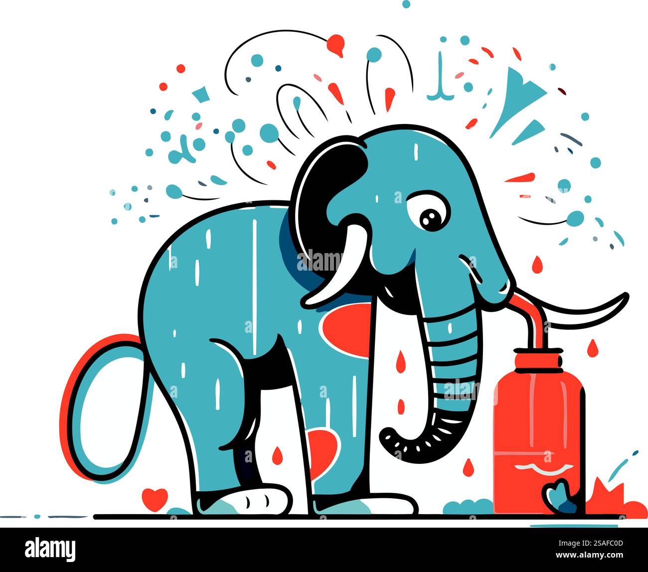 Elephant with fire extinguisher. Vector illustration in flat style ...